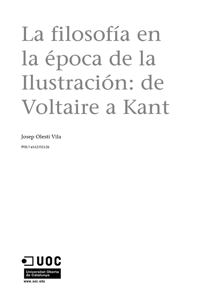 La Filosofía en La Época de La Ilustración: de Voltaire A Kant | PDF | Era de iluminacion | Jean ...
