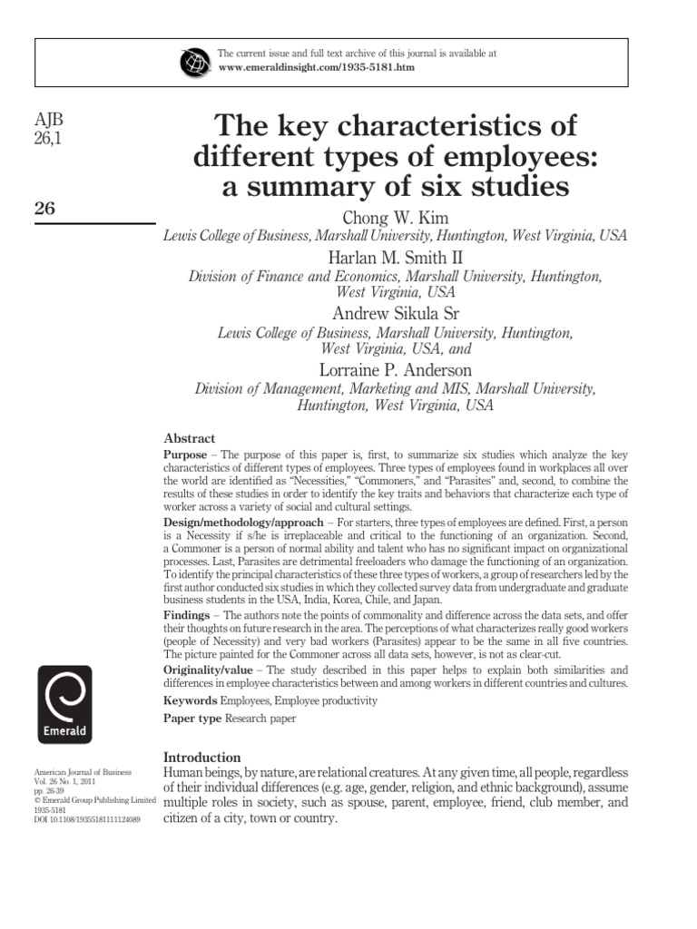 Key Traits of Employee Types | PDF | Employee Retention | Employment