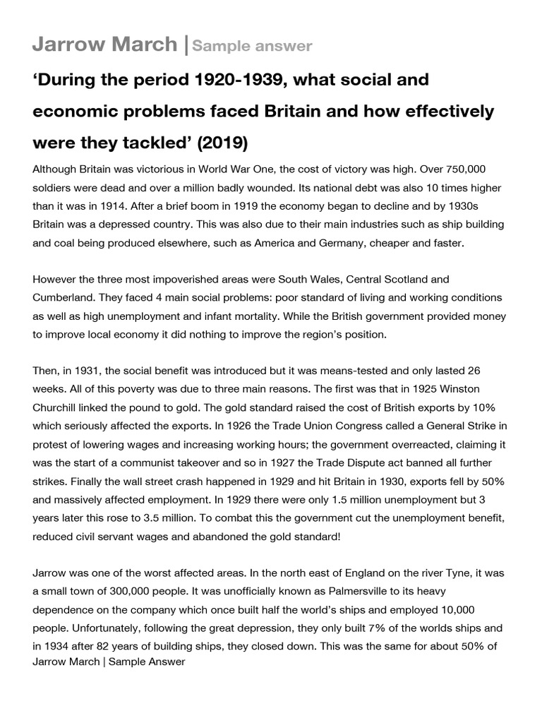 Jarrow March | PDF | Unemployment | Economies
