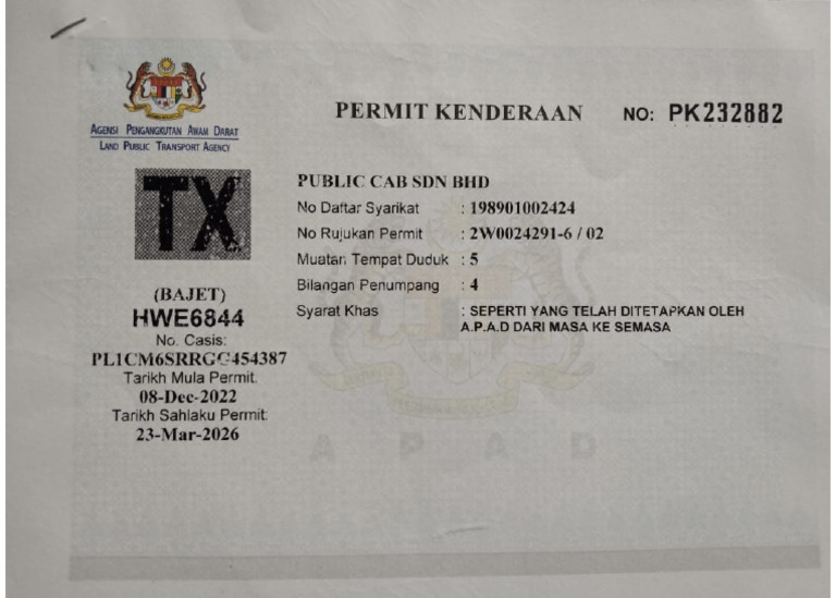 Permit Teksi | PDF