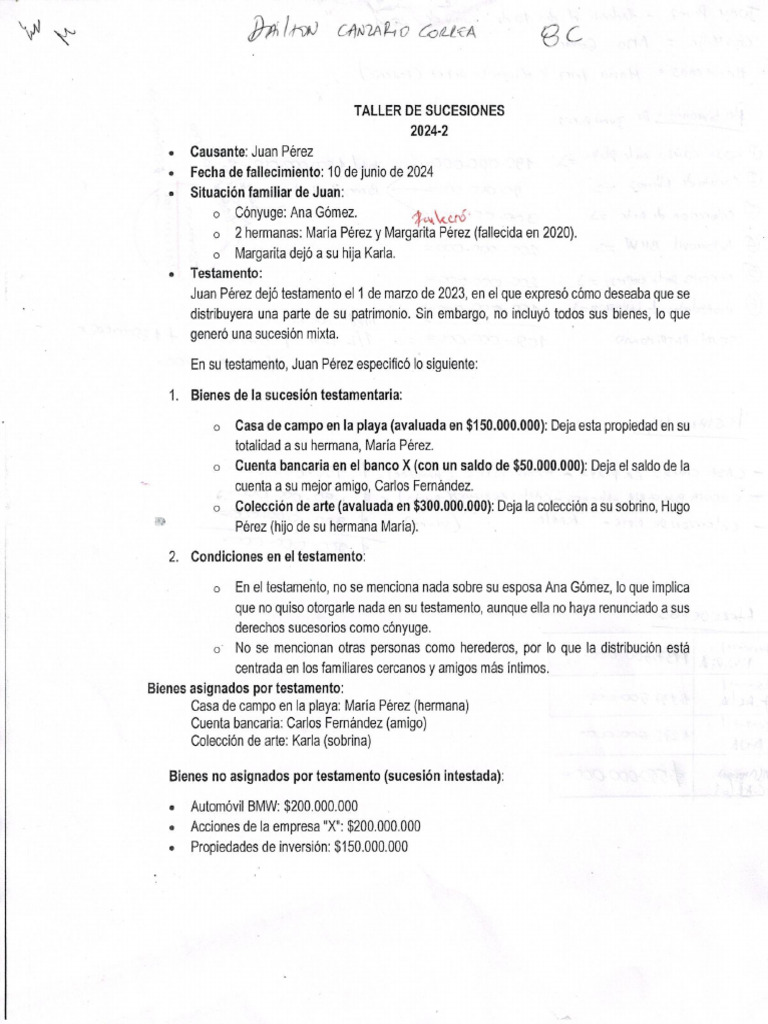 Taller Sucesion Mixta - Testada e Intestada | PDF