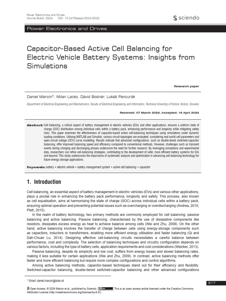 Capacitor-Based Active Cell Balancing For Electric | PDF | Electrical ...