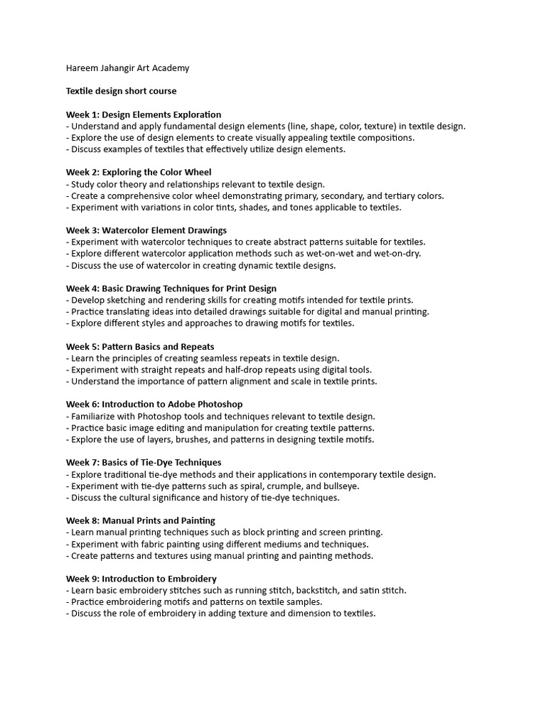 Textile Short Course | PDF | Embroidery | Textiles