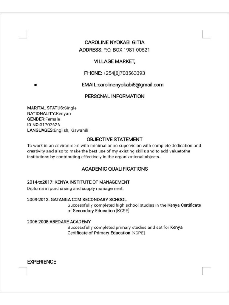 Carol Application and CV | PDF