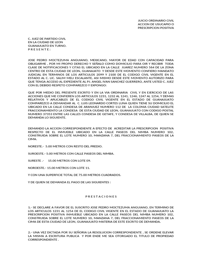 Prescripcion Positiva Chava | PDF | Posesión (Ley) | Propiedad