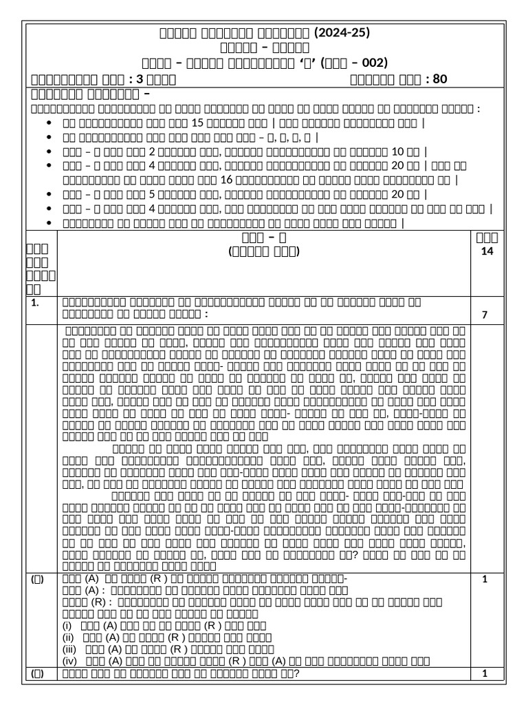 Set-1 QP X Hin PB 2024-25 | PDF