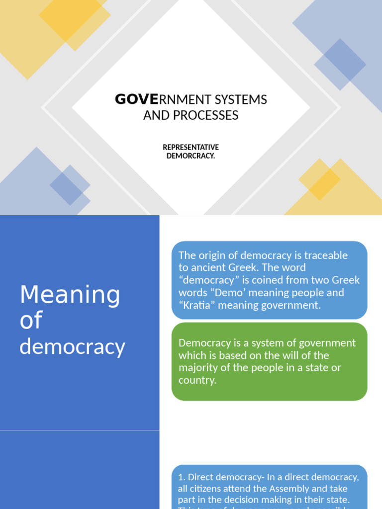 Basic Principles of Government-Representative Democracy | PDF ...