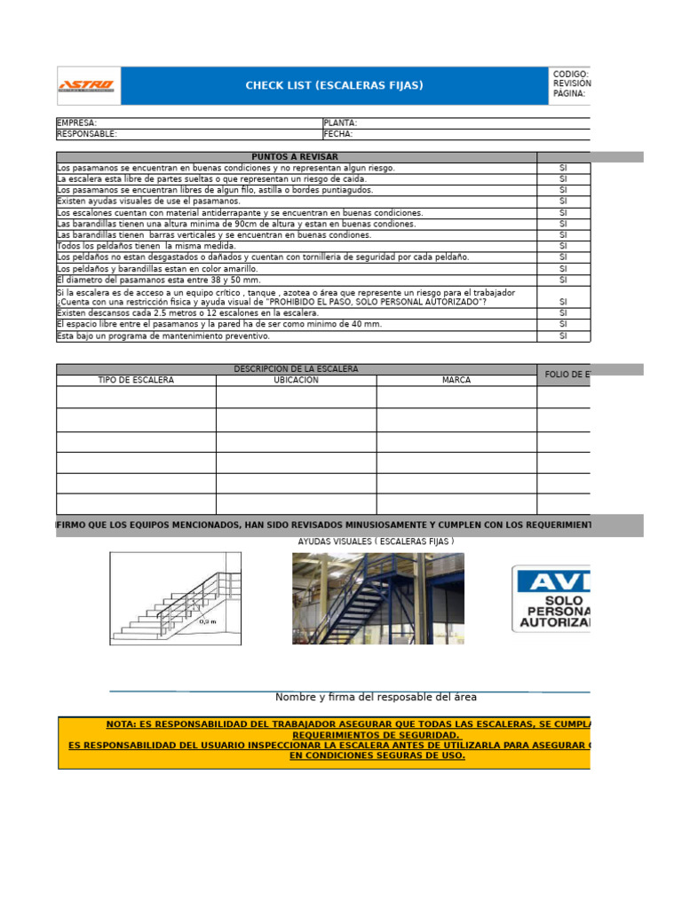 Checklist Escaleras Fijas 123 | PDF | Escalera