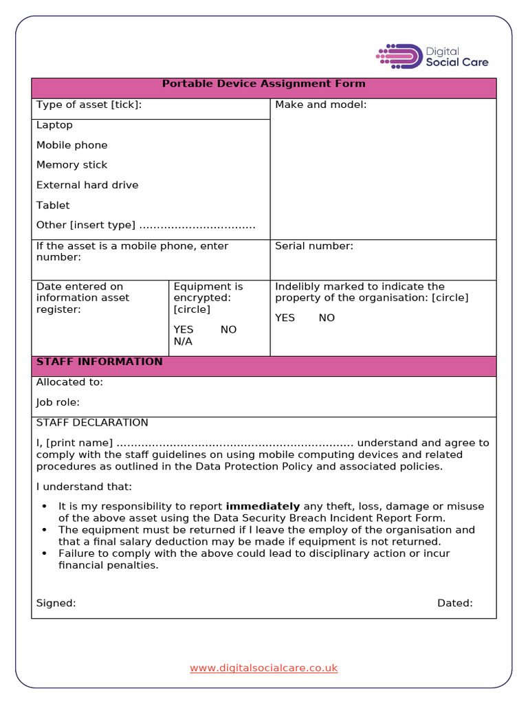 Mobile Devices Assignment Form v3 | PDF