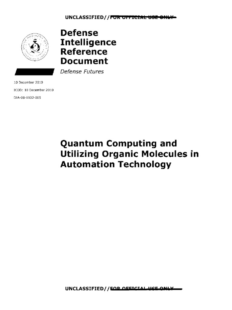 Defense Intelligence Reference Document Quantum Computing and Utilizing Organic Molecules in ...