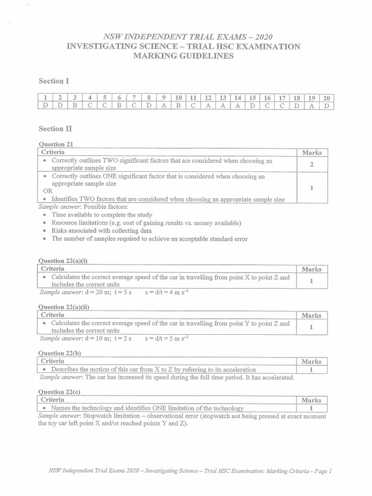 Independent - Investigating Science - 2020 - Trial HSC Examination ...