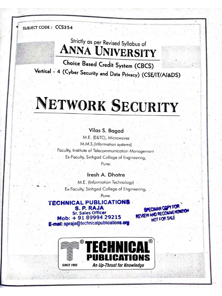 CCS354 NETWORK SECURITY 317734166 Network Security Unit 1 | PDF