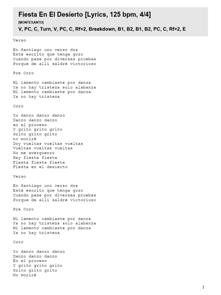 Fiesta en El Desierto - Lyrics | PDF