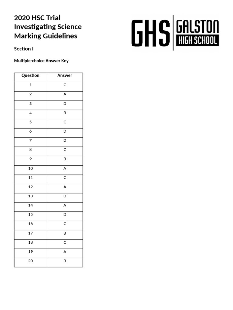 2020 HSC Investigating Science Marking Guide | PDF | Particle Physics ...