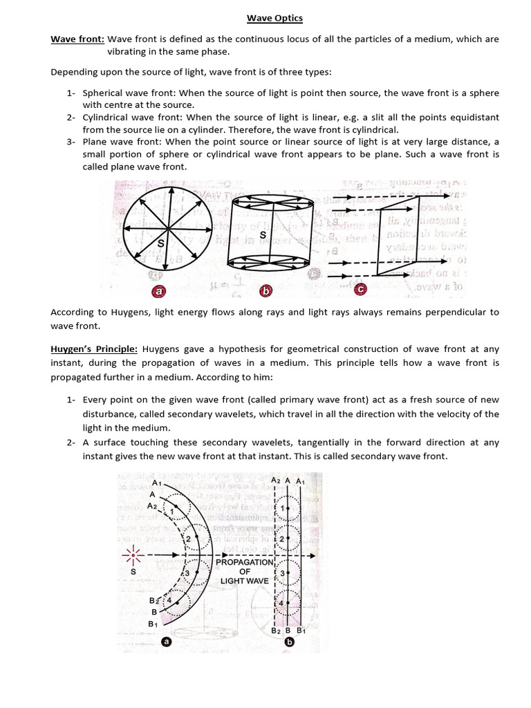 Wave Optics 1 Pdf Waves Coherence Physics