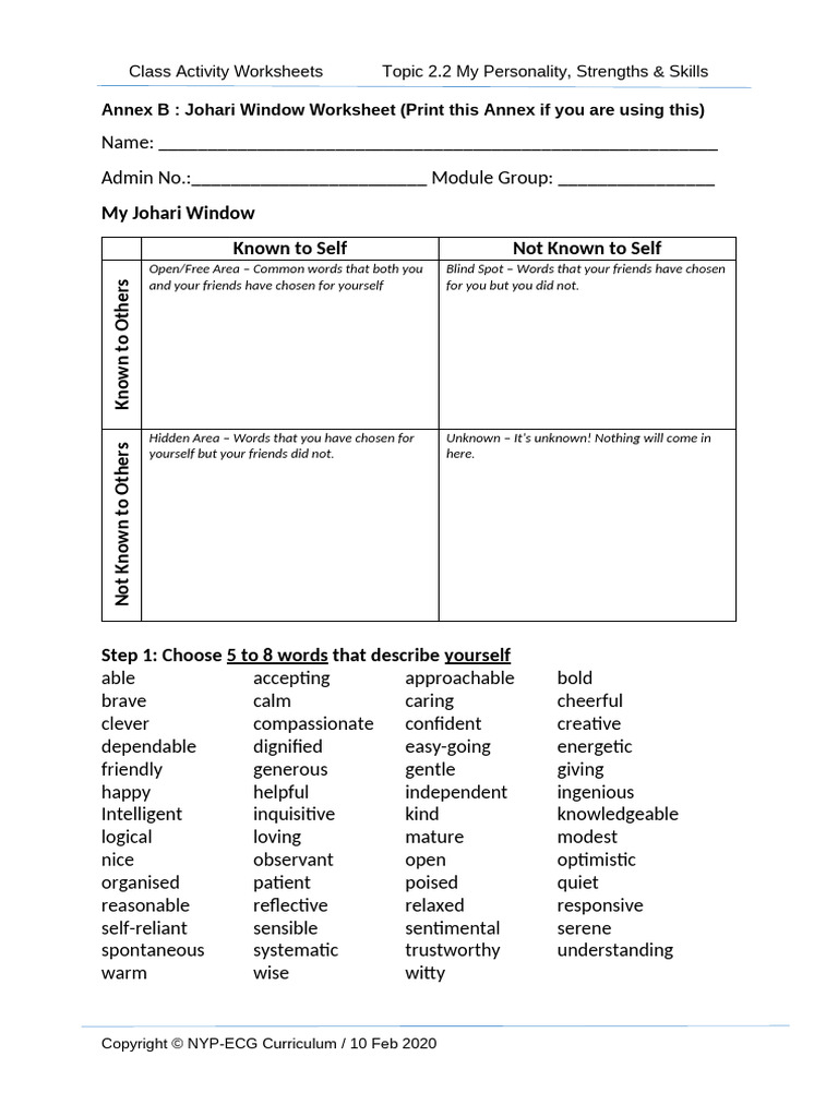2 - 2 (Annex B Worksheet) My Personality Strengths and Skills | PDF