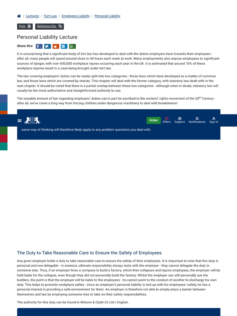Personal Liability Lecture: Share This | PDF | Legal Liability | Employment