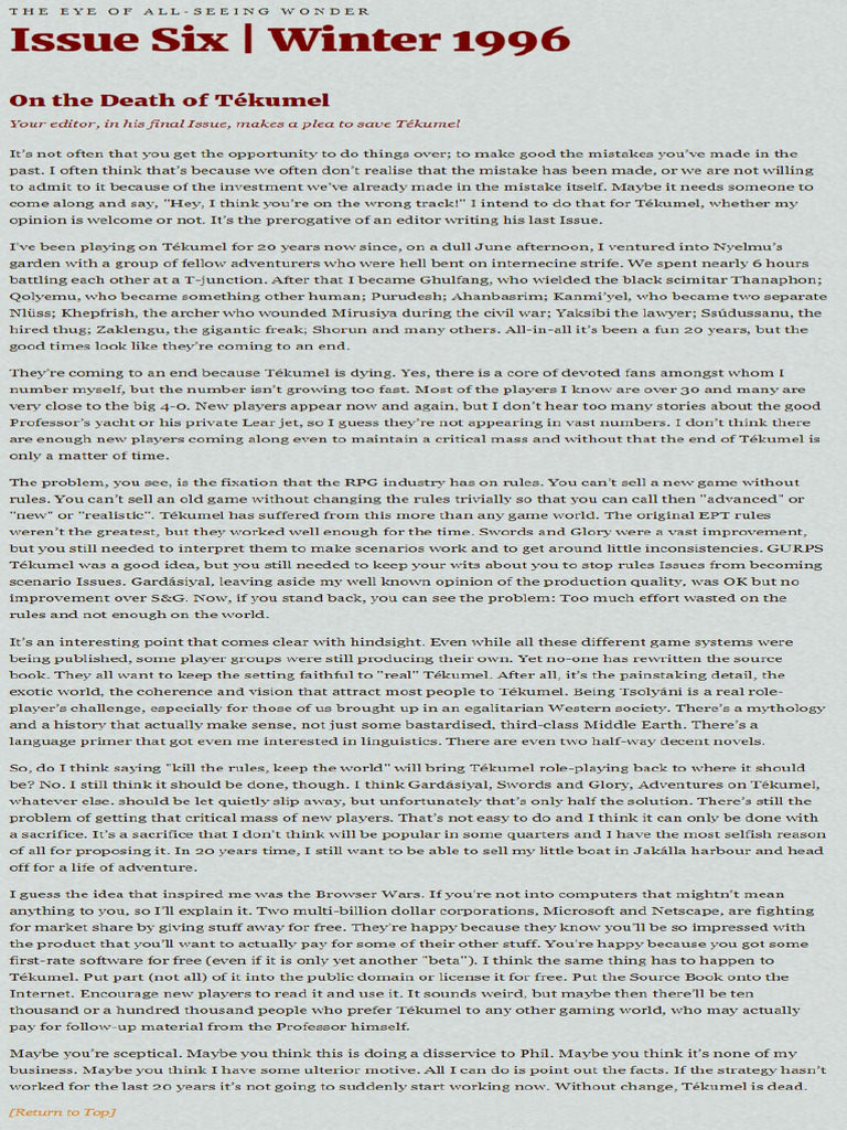 5 On The Death of Tékumel | PDF