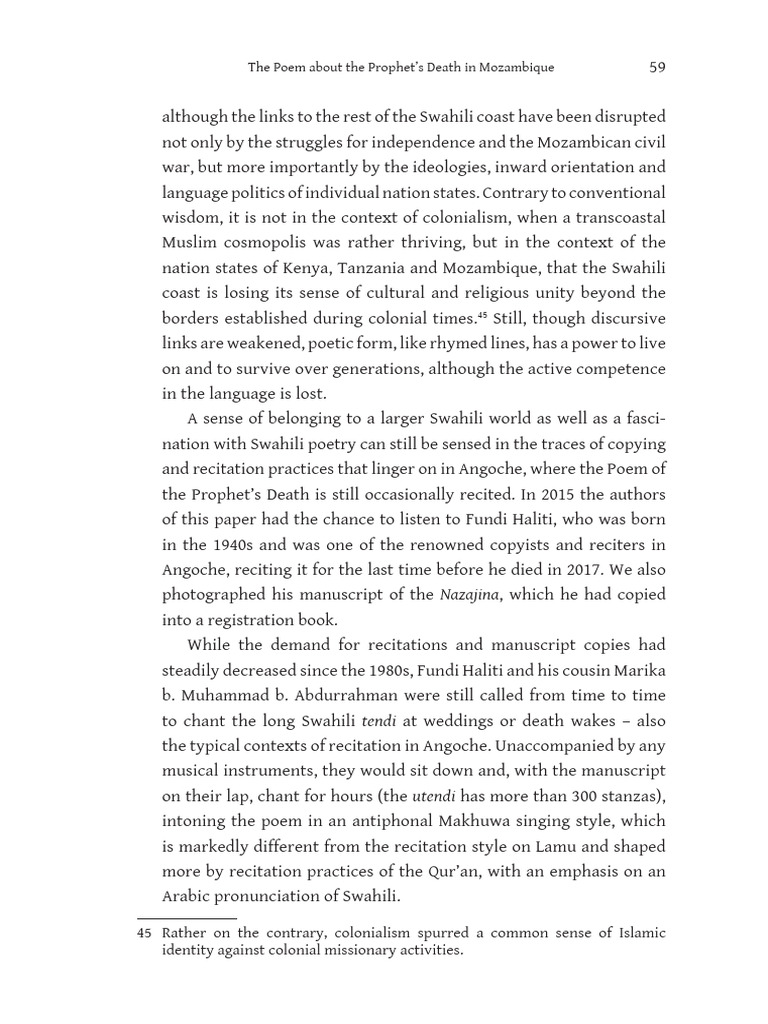 The Poem About The Prophets Death in Moz016 | PDF