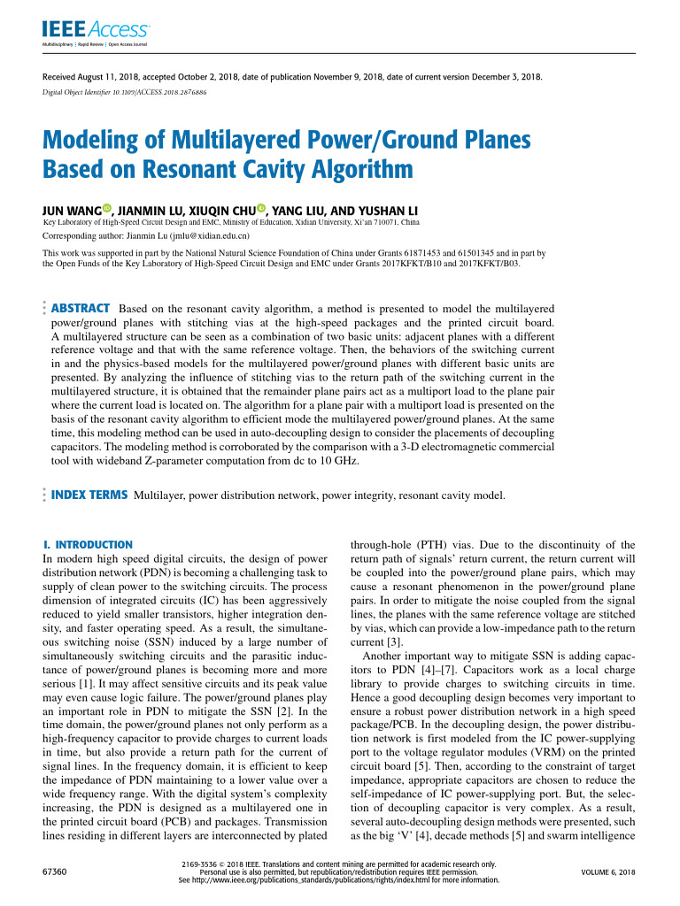 Modeling of Multilayered Power Ground Planes Based On Resonant Cavity Algorithm | PDF ...