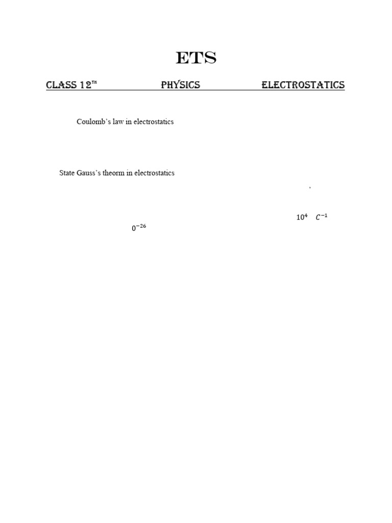 Class 12 TH Ets Physics Paper New | PDF
