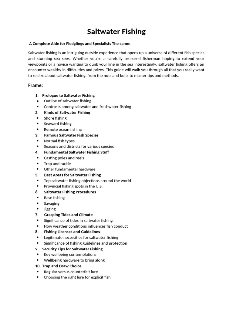 Saltwater Fishing | PDF | Fish | Sea