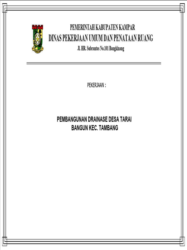 Pembangunan Drainase Desa Tarai Bangun Kec. Tambang | PDF