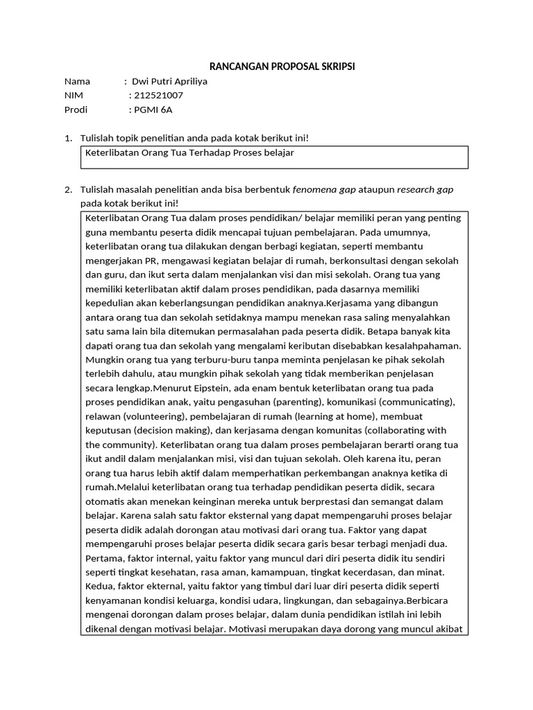 Template Rancangan Penelitian | PDF