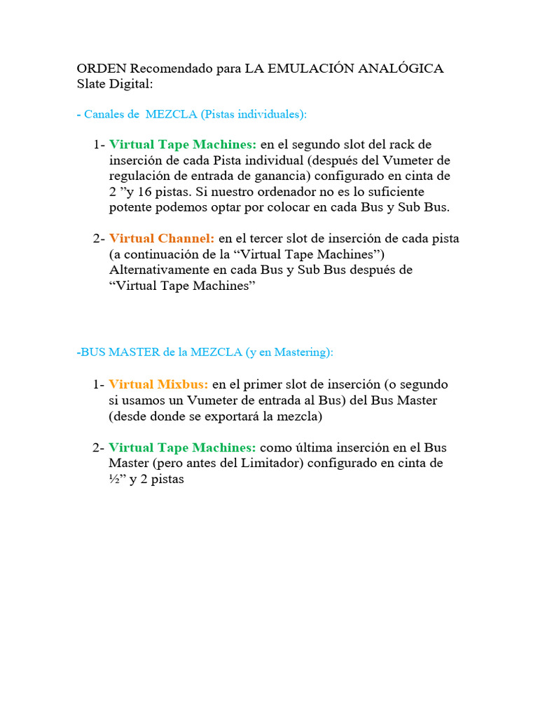 SD Orden Recomendado para La Emulacion Analogica | PDF