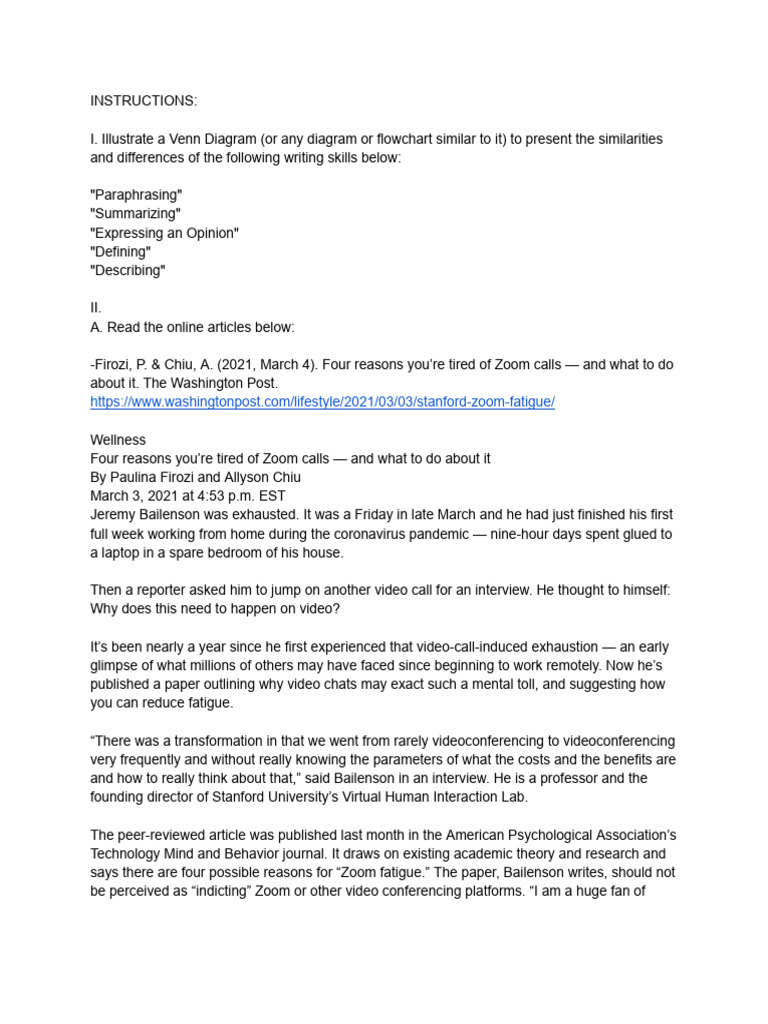 Compare and Contrast The Writing Skills | PDF | Videotelephony ...