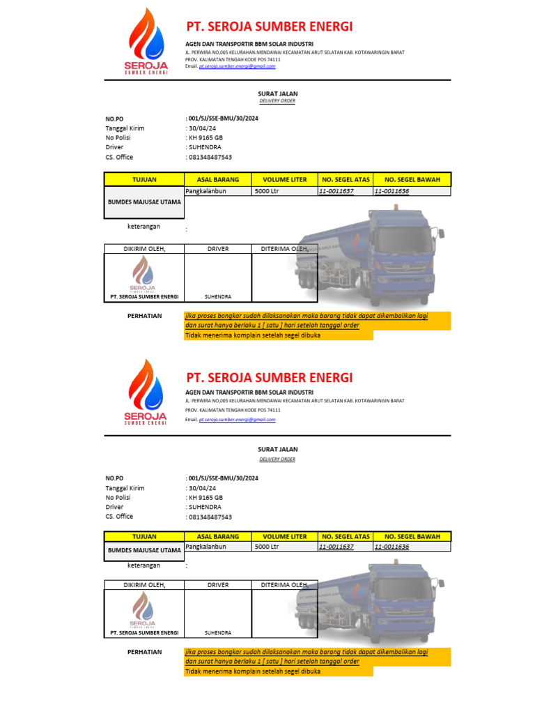Surat Jalan BMU | PDF