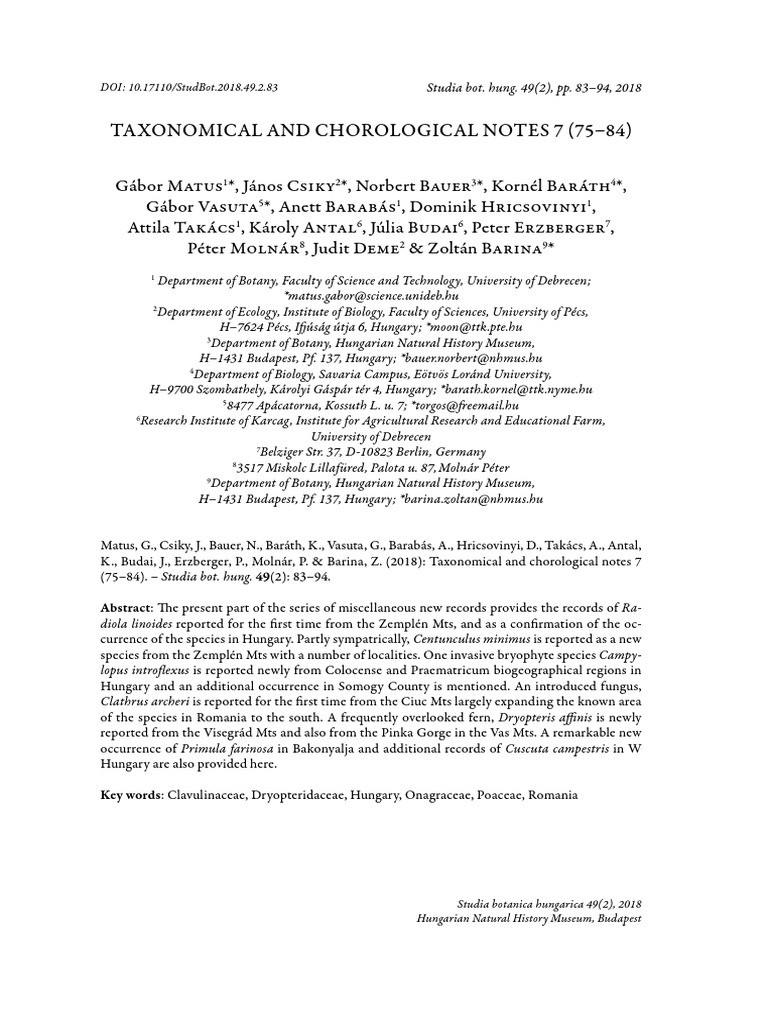 Taxonomical and Chorological Notes 7 75 | PDF | Plants | Botany