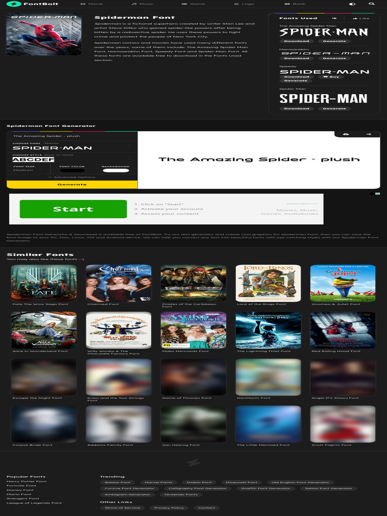 Spiderman Font Collection and Generator | PDF | Spider Man