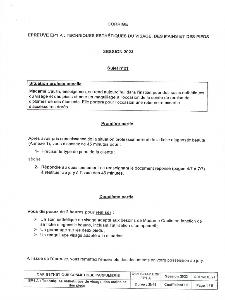 EP1 - Corrigé N°21 | PDF