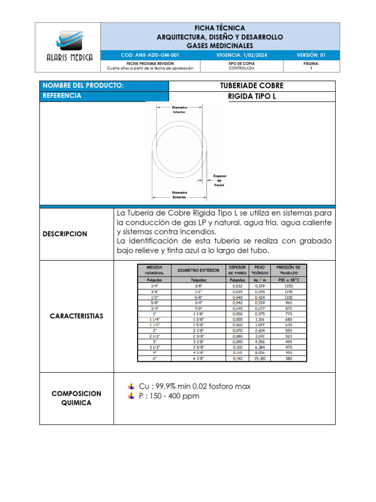 Anx-Add-gm-001 Ficha Tecnicatuberia de Cobre | PDF