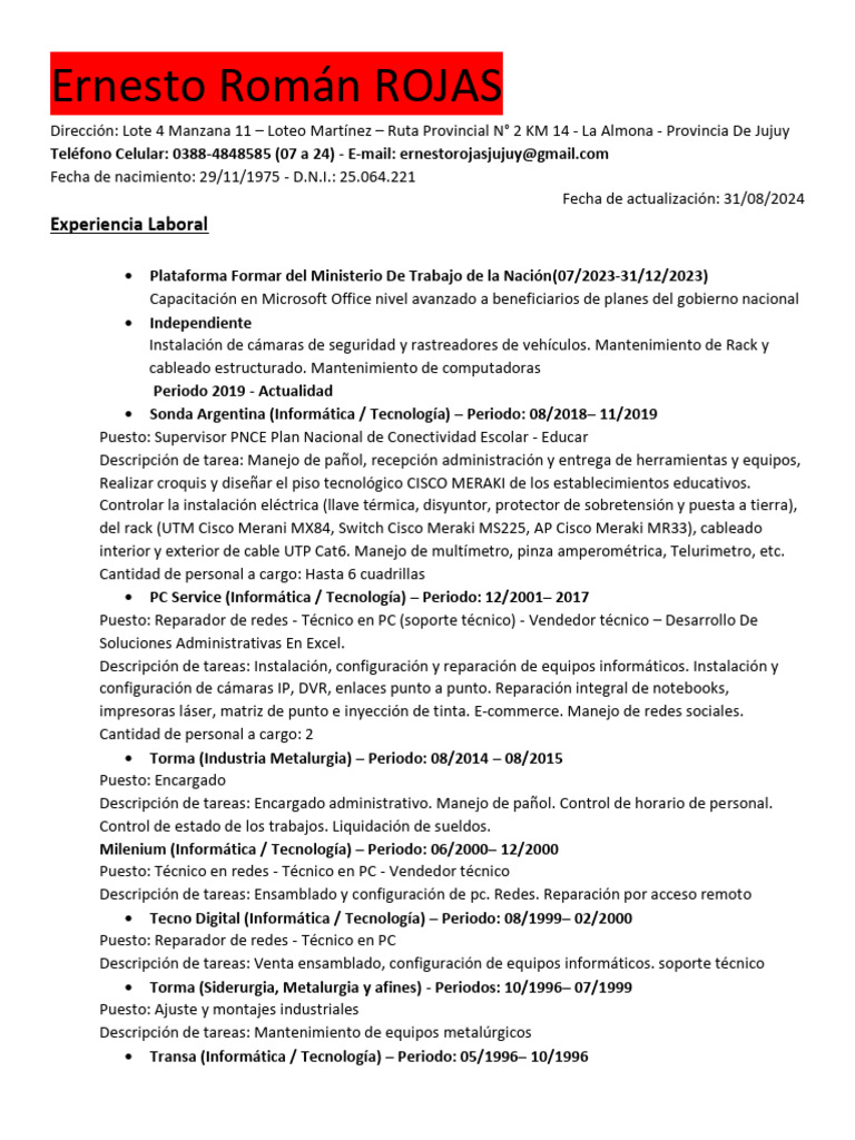 CV Ernesto Román ROJAS | PDF | Informática | Ciencias de la Computación