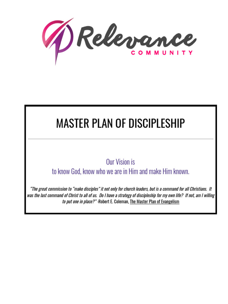 Master Plan of Discipleship Guide | PDF | Disciple (Christianity) | Gospel Of Matthew