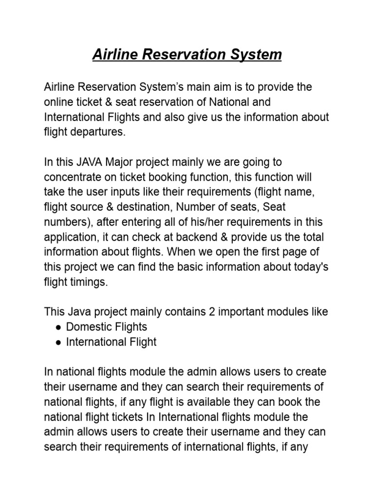 Airline Reservation System | PDF