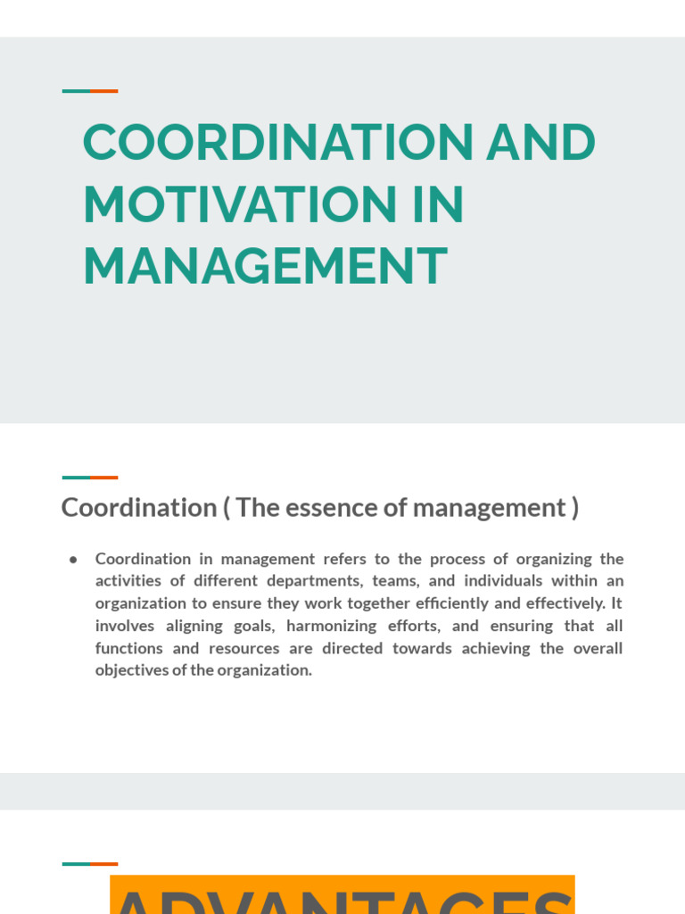 Coordination and Motivation in Management | PDF | Motivational | Motivation
