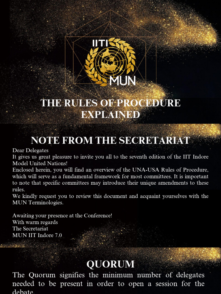 MUN Rules of Procedure Overview | PDF | Committee | Quorum