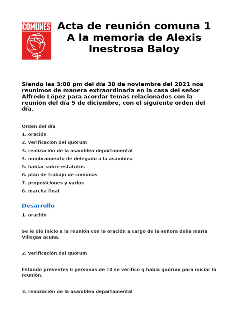 Actas Comuna 1 | PDF | Gobierno