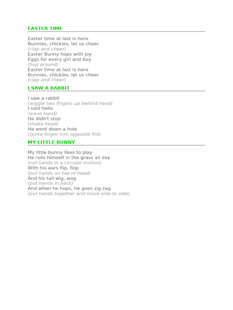 Fun Easter Songs for Kids | PDF
