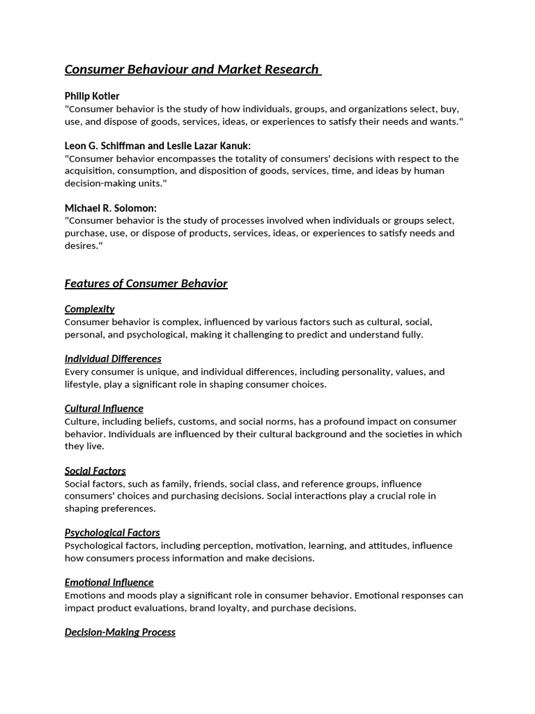 Consumer Behaviour and Market Research | PDF | Consumer Behaviour ...