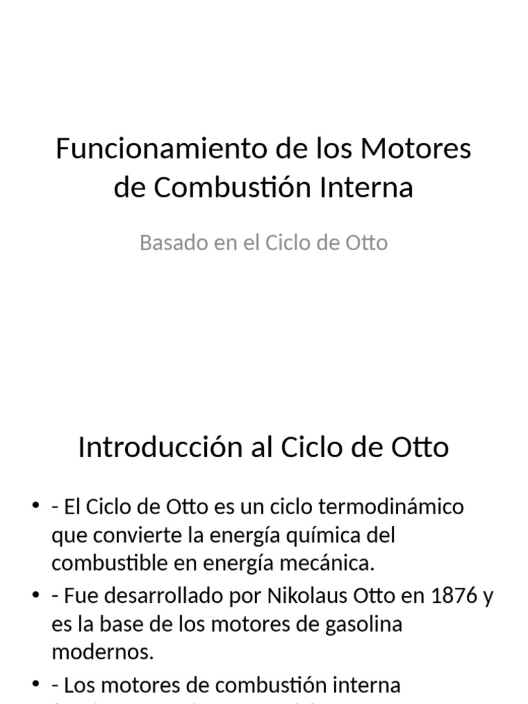 Funcionamiento Motores Ciclo Otto | PDF