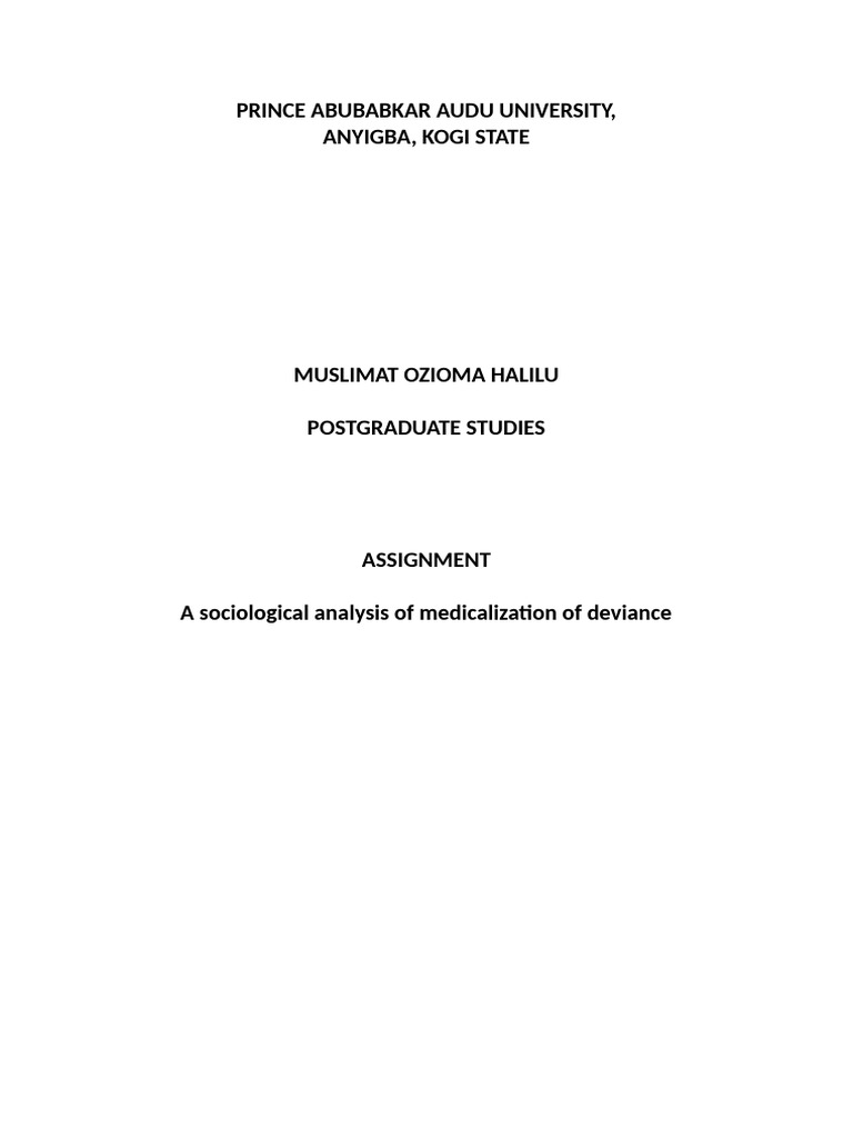 Sociology of Medicalization Analysis | PDF | Deviance (Sociology ...