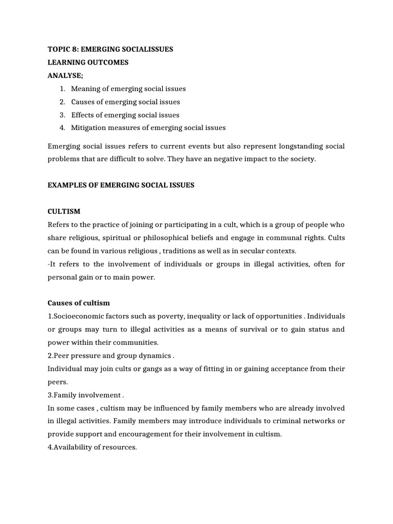 Topic 8 Social Emerging Issues | PDF | Human Trafficking | Cybercrime