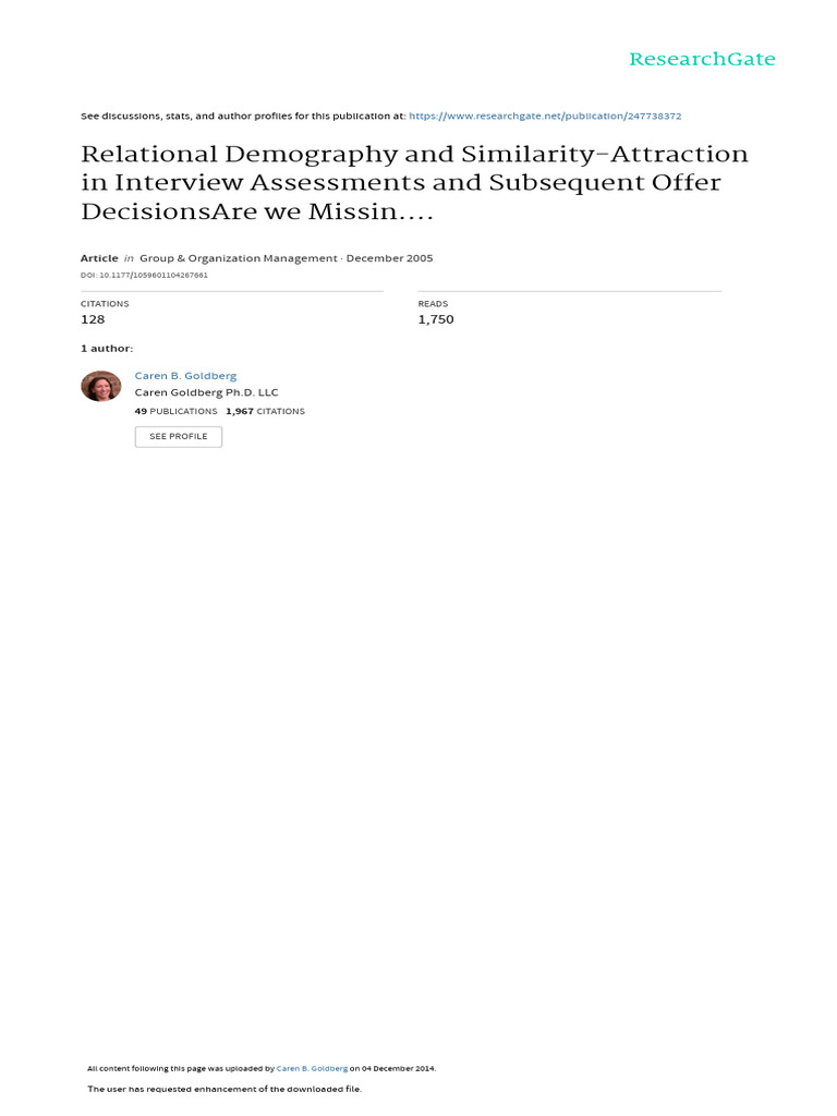 Relational Demography And Similarity Attraction In Interview Assessments And Subsequent Offer