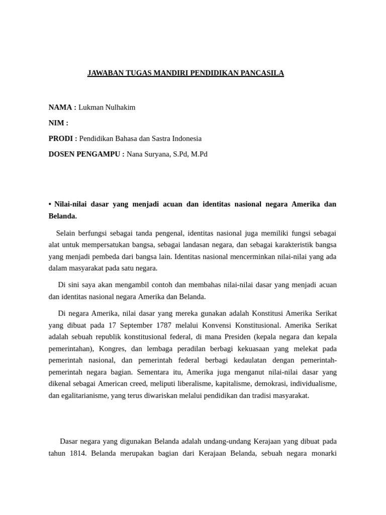 Lukman Nulhakim - JawabanTugasMandiriPendidikanPancasila | PDF