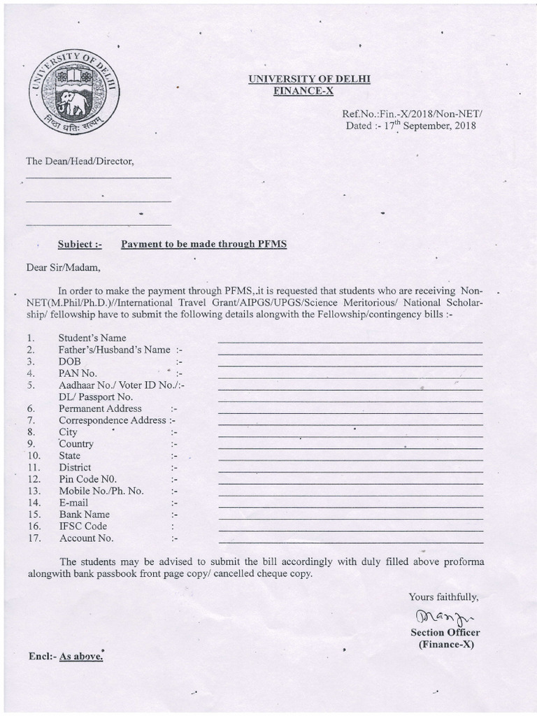 PFMS Details For Fellowship | PDF