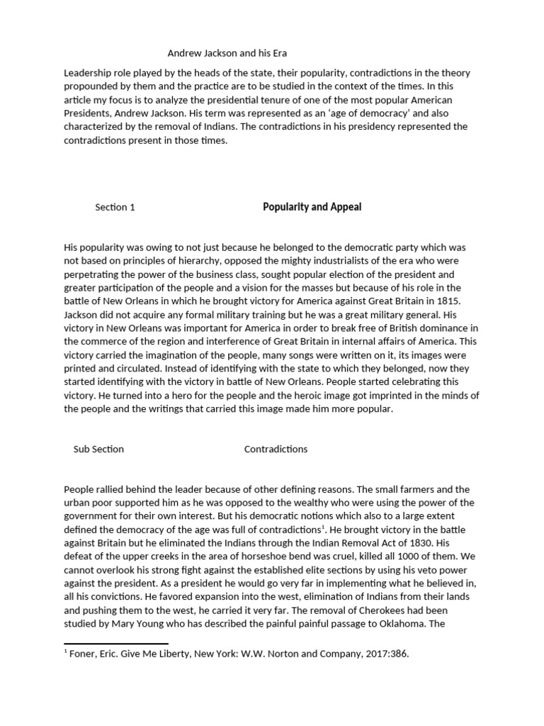 Andrew Jackson and His Era | PDF | Andrew Jackson | Democracy